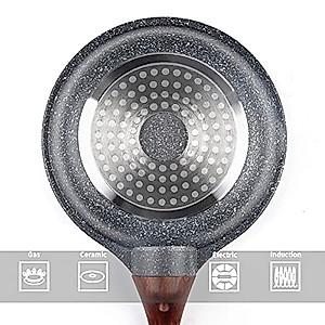 Caannasweis 9.5 Inch with Lid Nonstick Frying Pan Skillet Induction Compatible Stone Cookware Chef's Pan Healthy Egg Omelette Pan PFOA Free