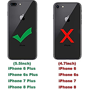 LeYi Compatible for iPhone 8 Plus Case, iPhone 7 Plus Case, iPhone 6 Plus Case with Tempered Glass Screen Protector [2Pack], Military-Grade Phone Case with Ring Kickstand for iPhone 6s Plus, Red