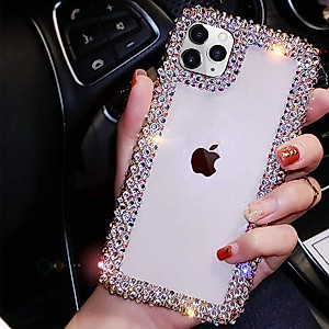 Bonitec Jesiya for iPhone 11 Pro Max Case 3D Glitter Sparkle Bling Case Luxury Shiny Crystal Rhinestone Diamond Bumper Clear Protective Case Cover Clear for Women