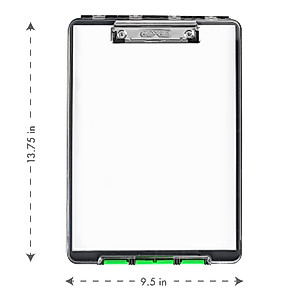 Dexas 5717-802 Clearview Clipcase clipboard, Green, 13.75 X 9.5 Inch