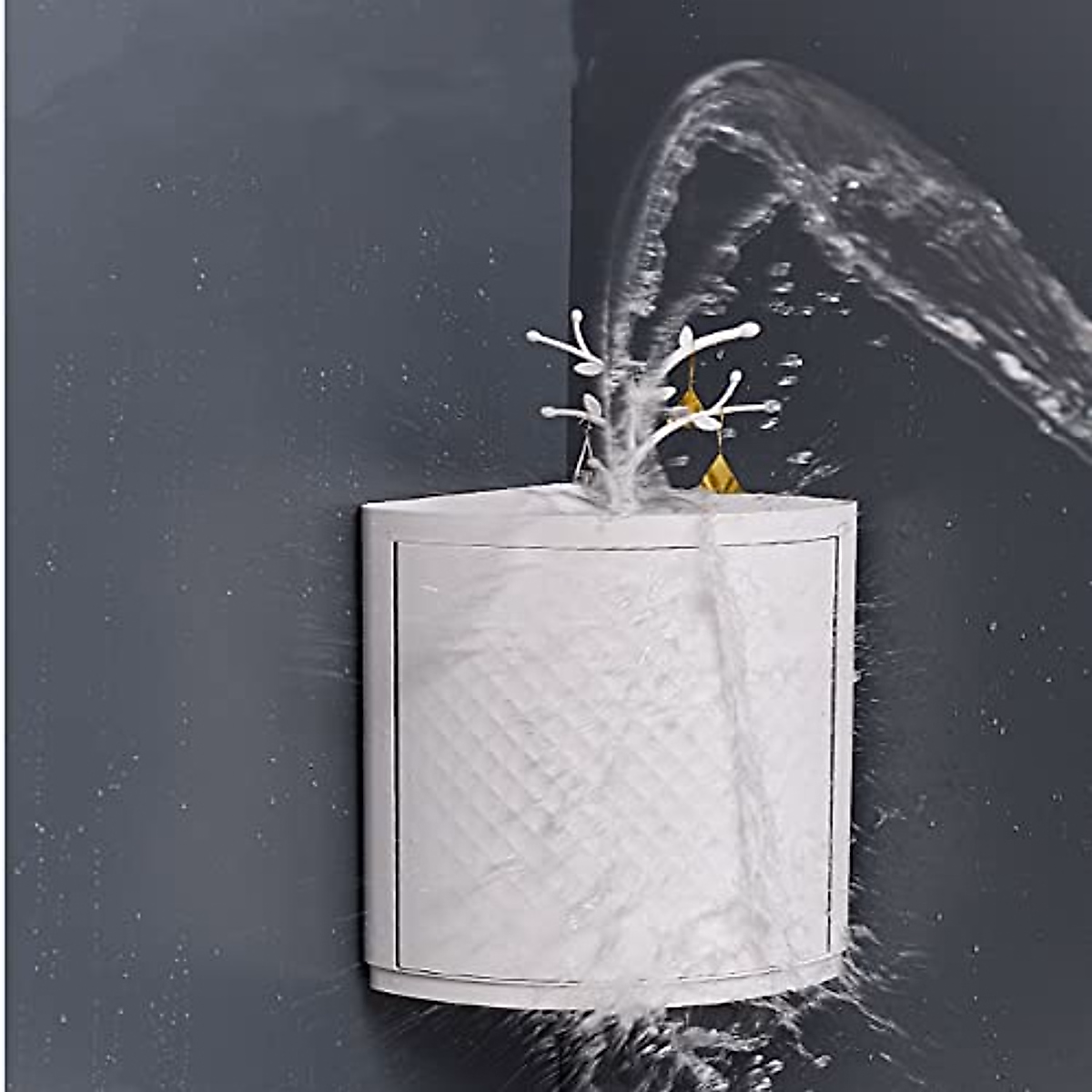 GOVNPJ Multifunction Bathroom Corner Locker, Wall-Mounted Cosmetic Storage Rack Punching Free Triangle Rotating Storage Shelf for Corner Storage (Single Layer)