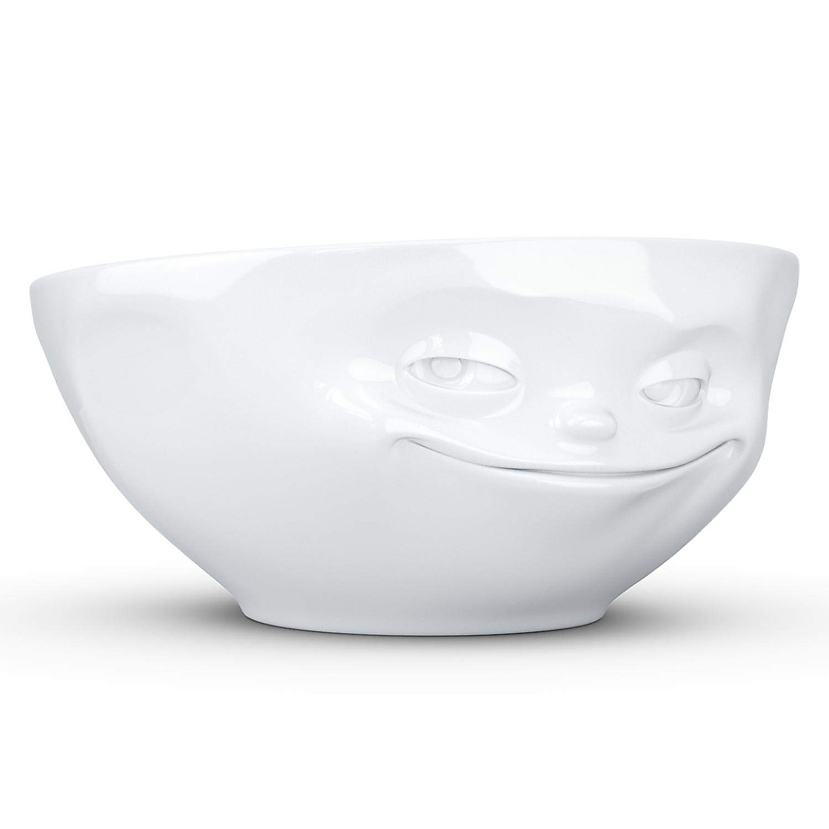 FIFTYEIGHT PRODUCTS TASSEN Porcelain Bowl, Grinning Face Edition, 11 oz. White (Single Bowl) Medium Bowl for Soup Cereal