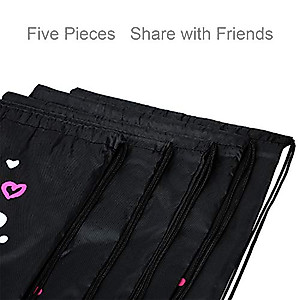 5 Pieces Cheerleading Drawstring Gym Bag Cheer Bags for Cheerleaders Cheer Black Drawstring Bag Eat Sleep Cheer Drawstring Bag for Youth Sports Cheerleader Gift, 13.4 x 16.9 Inch