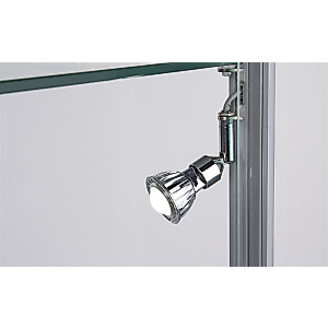 Displays2go, Tall Glass Showcase, Aluminum, Tempered Glass, Melamine – Silver, Clear (SMPLTW02SV)