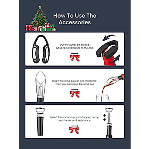 KNIPAN Electric Wine Opener 5-IN-1, Automatic Wine Bottle Openers with Foil Cutter, Wine Aerator Pourer, Vacuum Stopper, Rechargeable Electronic Corkscrew Wine Opener Kit