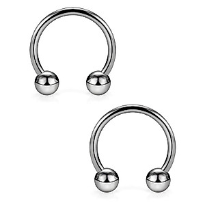 Hoeudjo 16G Solid Grade 23 (G23) Titanium Horseshoe Barbell Septum Rings Hoop Lip Helix/Daith/Cartilage/Conch/Tragus Earrings Nipple Piercing Jewelry for Women Men Dia. 10mm 3/8 inch