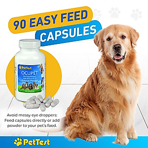 Ocupet Advanced Vision and Eye Health Supplement for Medium to Large Dogs Packed with Natural B12, Grape Seed Extract and Lutein to Support Pets with Diabetes or Eye Related Conditions-90 Capsules