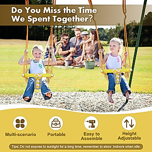 Toddler Swing Seat Indoor,Steel Baby Swing Outdoor Simple Assembly,Portable Canvas Baby Swing with Safety Belt,Columpios para NiñOs 1-6 AñOs,Tree Swings Or Backyard,Full Set of Ceiling Screws