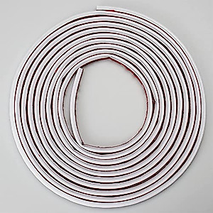 GANGDISE White Door Weather Stripping, Waterproof Self-adhisive Rubber Seal Strip for Doors and Windows Soundproof Insulation 19.68 Feet