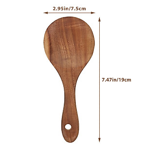 HEMOTON Wood Rice Paddle Wooden Rice Spoon Non Stick Rice Cooker Spatula Japanese Asian Rice Paddle Kitchen Rice Scoop Ladle (Wood Color)