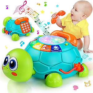 OCATO Infant Baby Toys 6 to 12 Months Crawling Musical Turtle Toys 6 9 12 18 Month Old Toddler & Baby Toys 12-18 Months, Light Up Tummy Time Educational Learning Toys for 1 2 3 Year Old Boy Girl Gifts