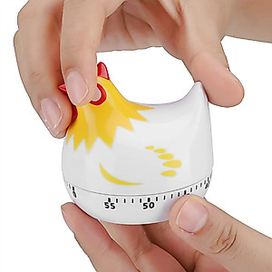 Kitchen Timer Chicken Pattern Countdown Reminder 72dB Loud Alarm Clock for Baking Cooking (White)