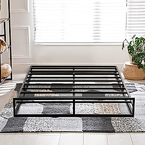 Oleesleep 6 Inch Dura Metal Platform Bed Frame with Footboard, Black