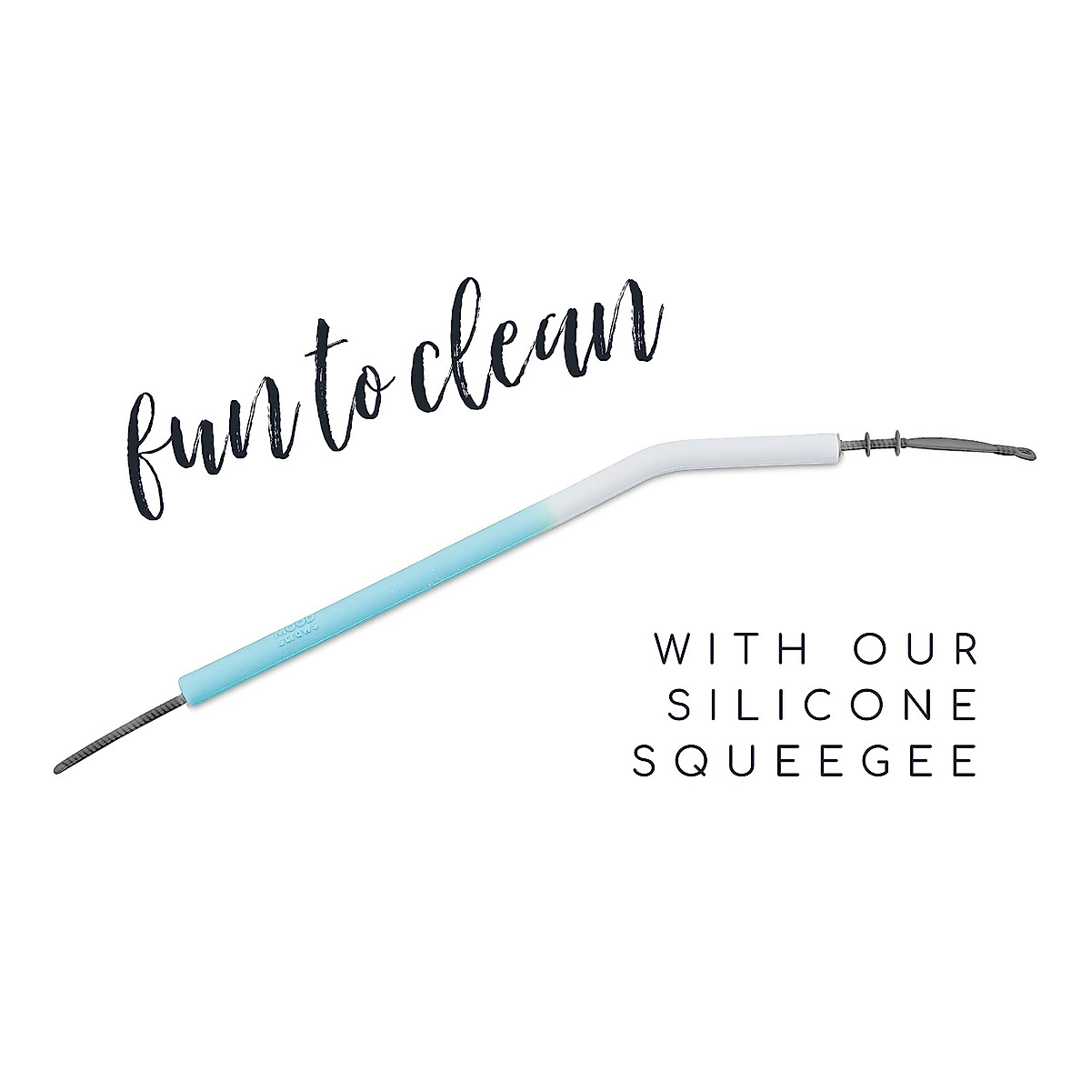 Mood Straws Color-Changing, Reusable Silicone Drinking Straws, Pack of 3 plus Cleaning Squeegee, Eco-Friendly, BPA Free, Tumbler/Yeti-Friendly, Kid-Friendly, Flexible, Soft on Teeth (Seafoam)