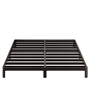 Lutown-Teen 7 Inch Low Queen Bed Frame with Rounded Corner Legs, 2000 LBS Heavy Duty Metal Slats Support Queen Platform Bed Frame No Box Spring Needed, Easy Assembly, Black