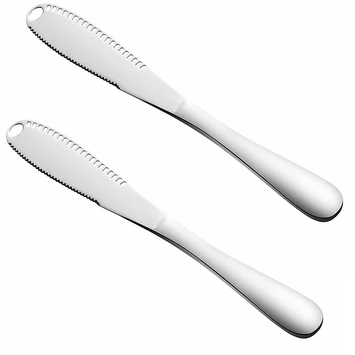 Qishing Stainless Steel Butter Spreader Knife ，Spreader Slicer and Butter Curler Knife with Serrated Edge for Cutting and Spreading Butter Cheese Jam，3 in 1 Kitchen Gadgets (2 pack)