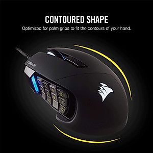 Corsair Scimitar Pro RGB - MMO Gaming Mouse - 16,000 DPI Optical Sensor - 12 Programmable Side Buttons - Black (Renewed)