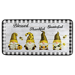 ZOEO Gnomes Kitchen Rugs Farmhousee Spring Bee Bedroom Mat Memory Foam Decorative Shower Runner Absorbent Non Slip for Home Hotel Door Soft Washable 39 x 20 Inch