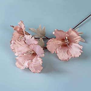 Galand Artificial Flowers,1 Bouquet Artificial Flower 3 Heads Realistic Faux Silk Flower Hibiscus Blossom Simulation Flower for Garden - White