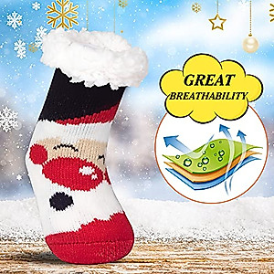 Winter Kids Fuzzy Slipper Socks Toddler Baby Girls Boys Thermal Warm Non-Skid 2-4 Christmas Home Socks Holiday Cabin Soft Thick Fluffy Sherpa Fleece Lined, Gifts for Christmas Stocking Stuffers