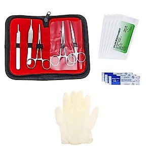 Surgicalonline 15 Piece Stainless Steel Training Suture Blade Tool Kit/Set with Scalpel 10 Blade, for Medical, Veterinarian Student Tools Kit, Biology and Dissection Lab Students