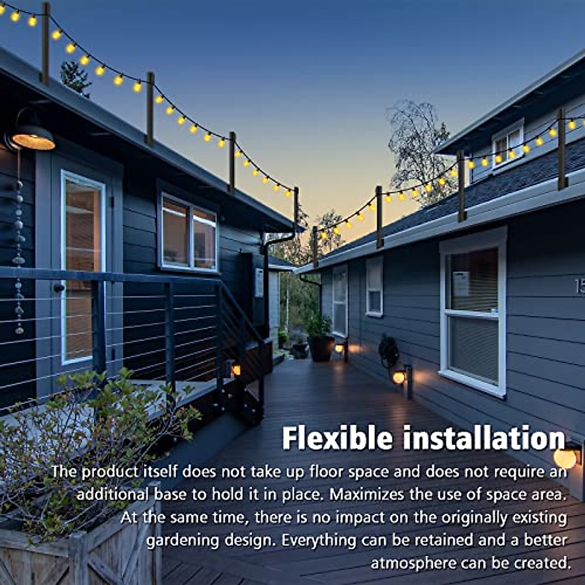 AILBTON 4 Pack 1.3 Ft Suspension Outdoor String Light Poles,Light Poles for Outside String Lights Hanging,with Clip and Holder,Light Post Mounting Stand for Patio Fence Wall Garden Backyard Deck