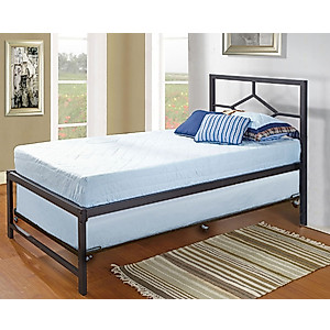 Kings Brand Furniture - Black Metal Twin Size Platform Daybed Frame with Trundle Bed
