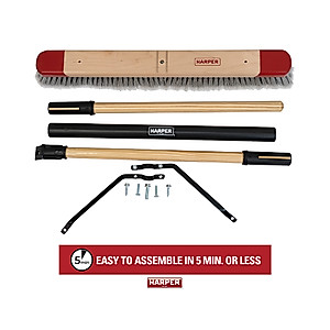 Harper 20201014 24 in. Premium Indoor Smooth-Surface Push Broom with Flagged Bristles, Gray