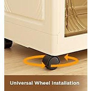 YUEXINKJ Plastic 4 Tier Storage Bins with Lids,Folding Storage Box with Doors and Wheels Stackable Storage Bins,Closet Organizers and Storage for Living Room,Office,Dorm