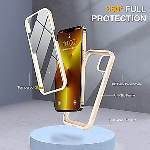 Miracase Glass Case for iPhone 13 Pro Max 6.7 inch, Upgrade Full-Body Clear Bumper Case with Built-in 9H Tempered Glass Screen Protector for iPhone 13 Pro Max, Bean Yellow