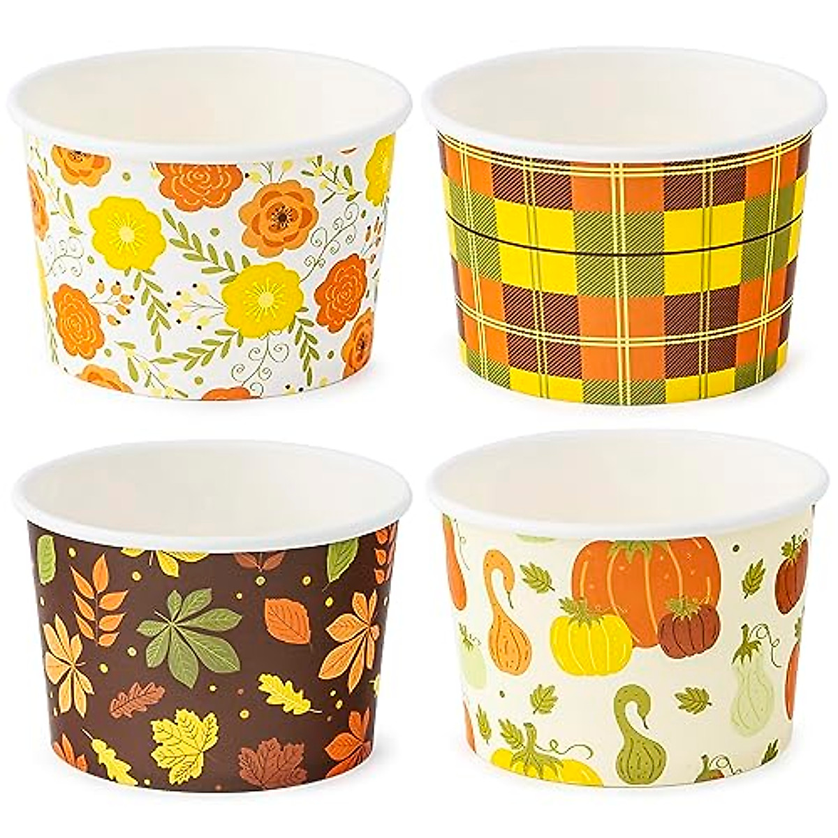 ROYAL BLUEBONNET Disposable Fall Bowls – 48 8oz Fall Themed Bowls for Thanksgiving Soup Bowls, Paper Bowls for Chili, Halloween Snack Cups, Pumpkin Soup Bowls, Fall Party Supplies, Fall Dessert Bowls