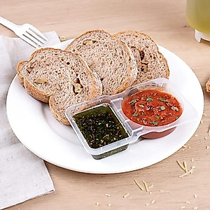 30PCS Double Compartment Condiment Containers with Lids, Portable Reusable Sauce Container Dressing Containers with Lids for Dip, Condiment, Sauce, Sampling and Travel Snacks