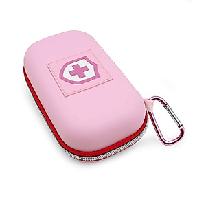 CASEMATIX Pink Compact Insulated Asthma Inhaler Travel Bag Case Compatible with Chamber Inhaler Spacer, Masks and More - Does Not Fit Spacers Longer Than 6.25 inches, Includes CASE ONLY