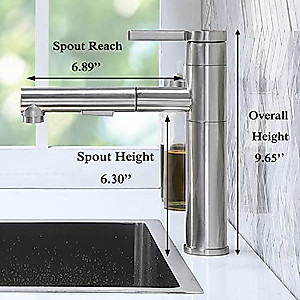 VCCUCINE Pull Out Kitchen Faucet, Single Lever Handle Stainless Steel Small Kitchen Sink Faucet with Sprayer, Brushed Nickel Low Arc RV Utility Outdoor Laundry Bar Sink Faucet