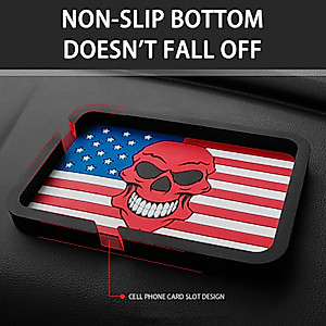 ZBGUN 1 PC Car Dashboard Anti-Slip Pad with American Flag Pattern, 7.6" x 5.5" x 0.6" Car Phone Cradle, Multi-Functional Storage Mat, Universal for Most Cars, Trucks and Vans (Red)