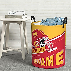 Kansas City Custom Name Freestanding Waterproof Laundry Basket, Water-Resistant, Easy To Store, Round Single-Layer Laundry Hamper