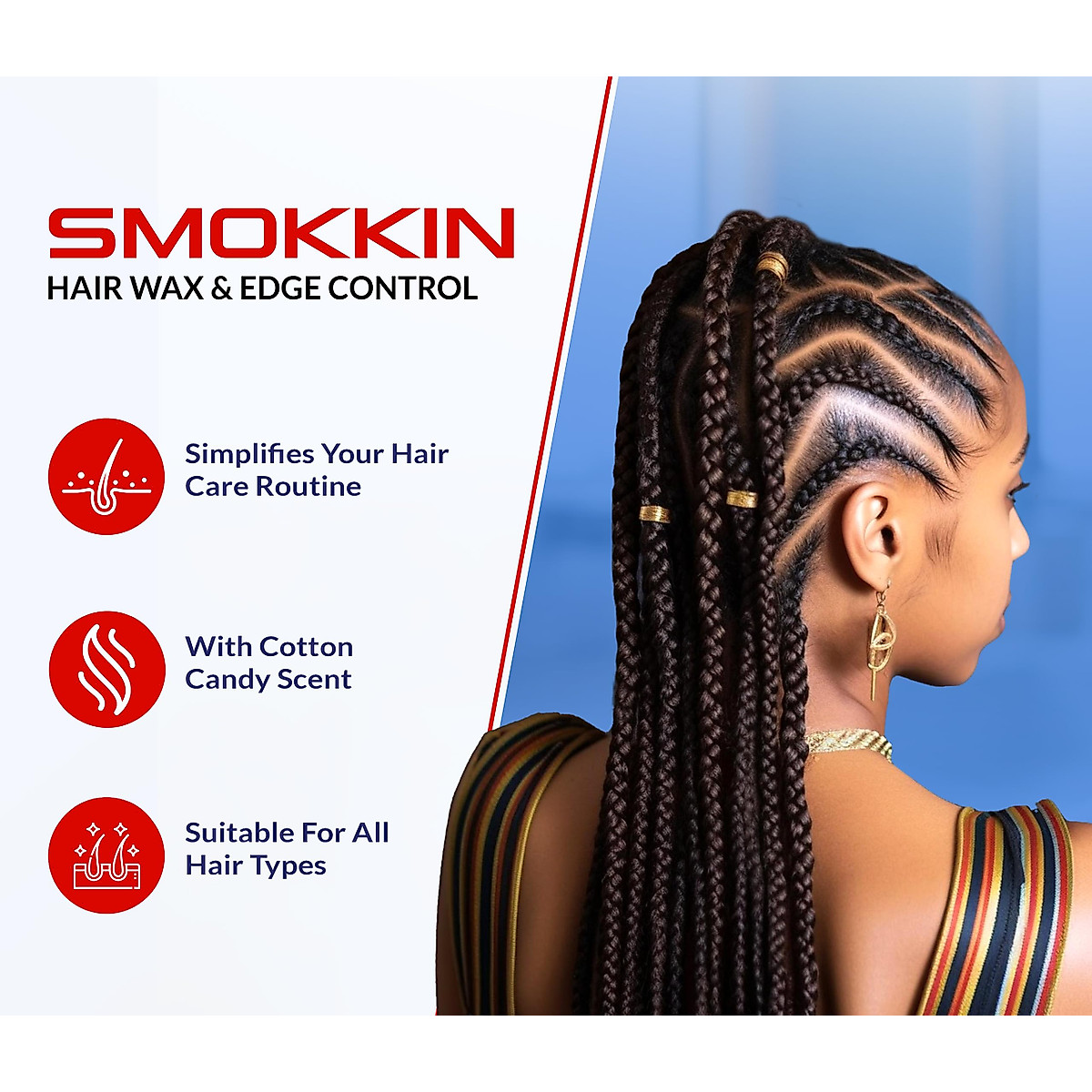 INNOVATION SMOKKIN Strong Hold Hair Wax for Edge Control, Braiding & Twists, Versatile Styling for Diverse Hair Types (Cotton Candy 5.09 Fl oz)