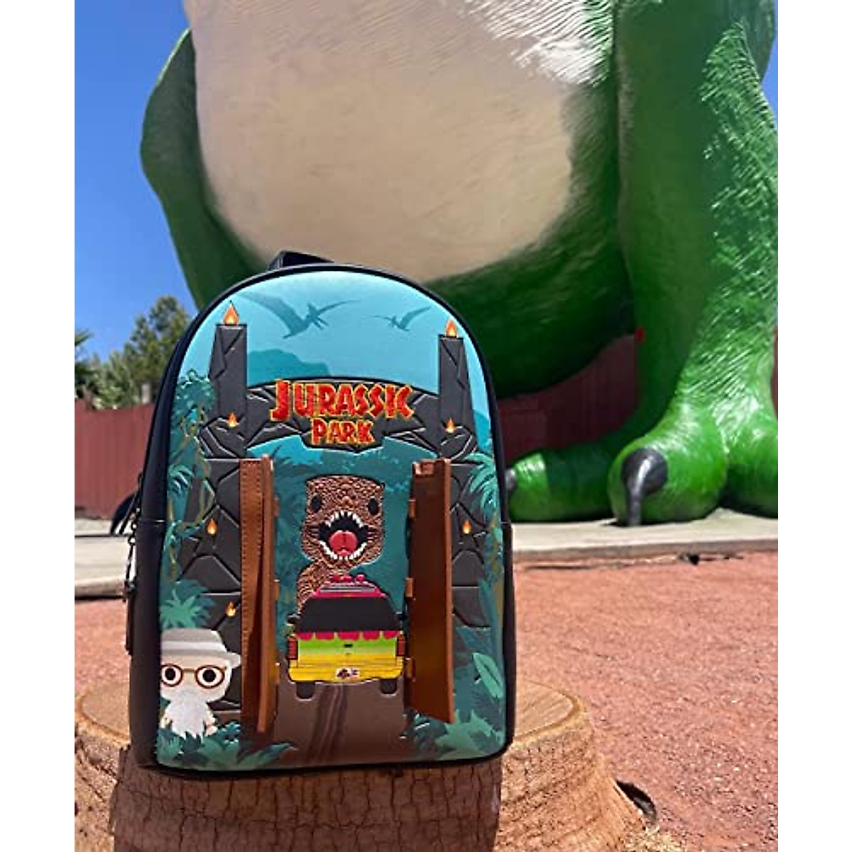 Loungefly POP Jurassic Park Gates Womens Double Strap Shoulder Bag Purse,One Size, Multi