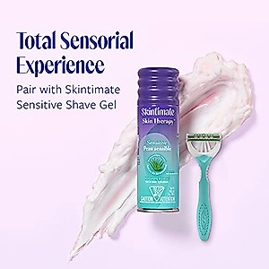 Skintimate 3 Blade Disposable Razor, Sensitive Skin, 4 Count (Pack of 3) - Packaging May Vary