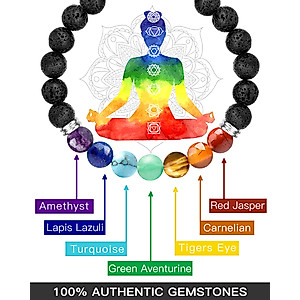 MIDDLUX Anxiety Relief Items, Chakra Bracelets, Crystals and Healing Stones, 7 Chakras Healing Crystals handmade bracelets, Yoga, Meditation, Stress Relief Gifts