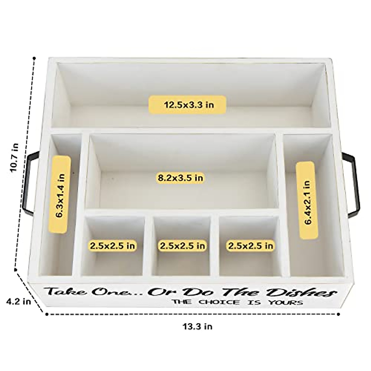 Kitchen Countertop Paper Plate Holders Utensil Caddy, Wood Utensil Holder Organizer for Plate Cup Fork Knives Spoon Napkin, Silverware Caddy Holder Condiment Caddy Organizer for Party Camping BBQ