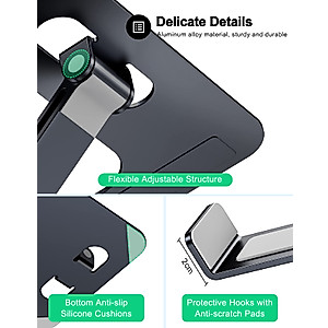 RIWUCT Foldable Laptop Stand, Height Adjustable Ergonomic Computer Stand for Desk, Aluminum Portable Laptop Riser Holder