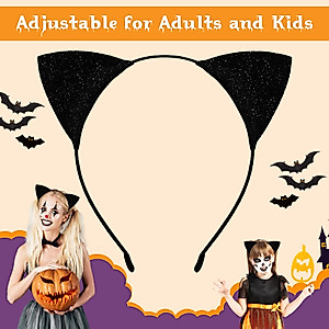 Cat Ears Headband for Women Girls, Halloween Cosplay Cat Costume Hair Accessories for Adult Kids Black