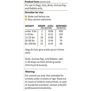 Amber NaturalZ Vibactra Immune Support Herbal Supplement for Dogs, Cats, Birds, Guinea Pigs, and Rabbits | Pet Herbal Blend for Overall Health | 1 Fluid Ounce Glass Bottle | Manufactured in The USA