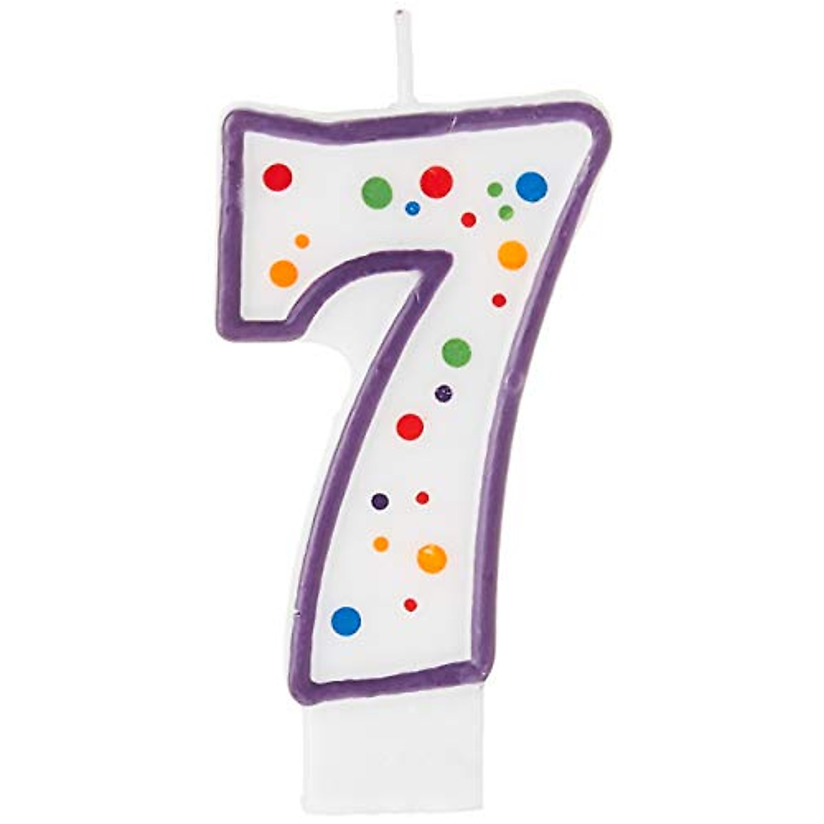 Creative Converting CANDLE-4566 Polka Dot 7 Numeral Candle, 2.87-Inch x 1.5-Inch