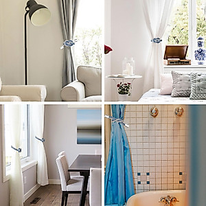 NICEEC 2 Pack Mini Magnetic Curtain Tiebacks Nordic Simple Style Drape Tie Backs Elegant Hand Weave Rope Knot Decorative Curtain Holdbacks for Home & Office Thin Window Drapery (Blue & Grey)