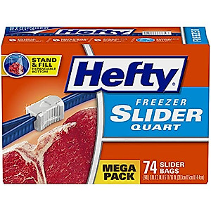 Hefty Slider Freezer Storage Bags, Quart Size, 74 Count