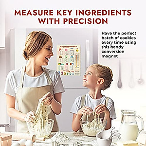 Kitchen Conversion Chart Magnet for Easier Cooking & Baking - Accurate Baking Conversion Chart - Metric System Conversion Chart for Cooking - Cooking Temperature Chart for Professional & Home Chefs