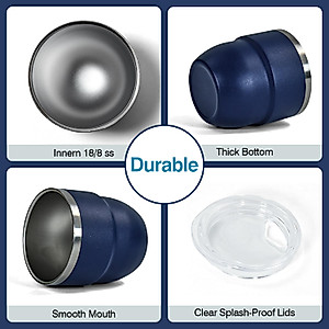 4oz Stackable Cup, Vacuum Insulated Espresso Coffee Cup Set of 2, Espresso Shot Glass, Double Wall Stainless Steel Mini Tumbler Shot Glasses with Straw and Lid