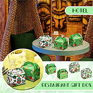 30 Pcs Luau Party Favor Boxes, Tropical Gift Box Set Hawaiian Goodie Boxes Candy Boxes Tropical Treat Gift Paper Cardboard Boxes with Handles for Picnic Crafts Snacks Baby Shower Party, 4.5 x 3.5 Inch
